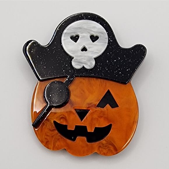 Boutique | Jewelry | Pirate Pumpkin Acrylic Brooch Patch And Skull Logo ...